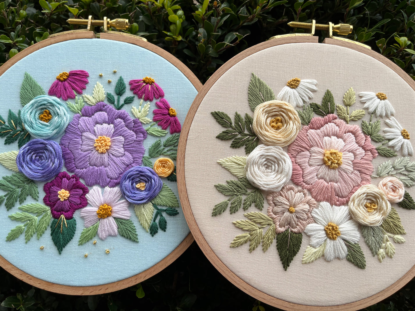 PDF Pattern - Enchanted Spring, Floral Hand Embroidery Pattern, Two Co ...