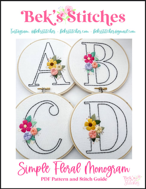 PDF Pattern - Simple Floral Monograms, Floral Monogram Patterns, ABC L ...