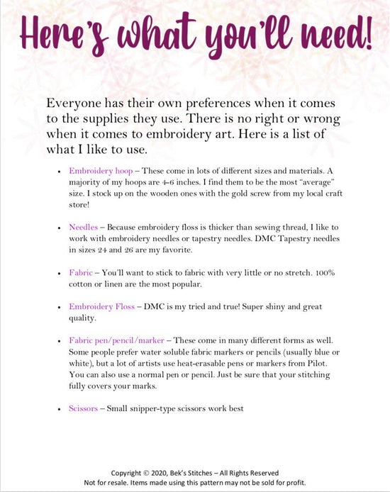 PDF Pattern - Letter L Floral Monogram Embroidery – Bek's Stitches